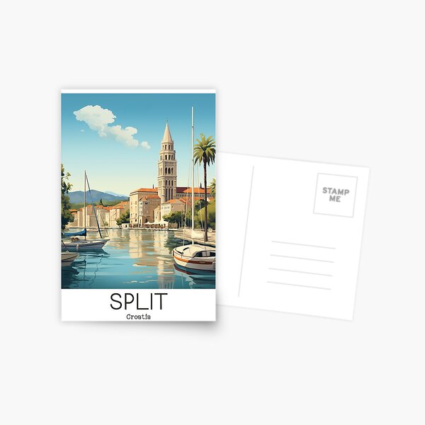 "A Vintage Travel Illustration of Split - Croatia" Postcard for Sale by ...