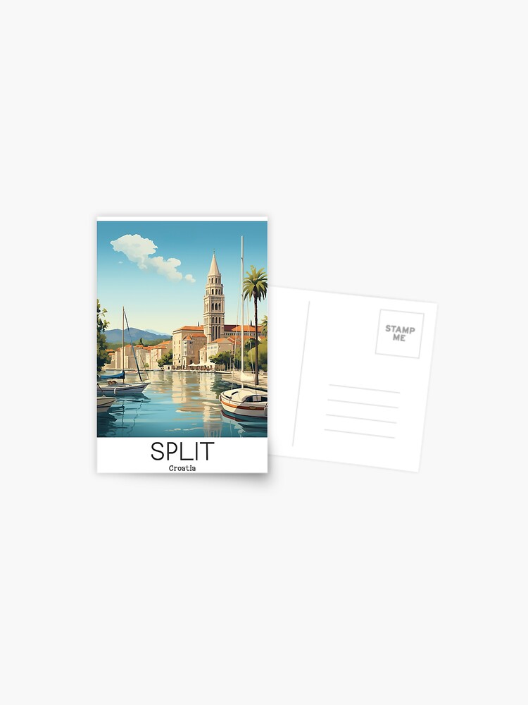 "A Vintage Travel Illustration of Split - Croatia" Postcard for Sale by ...
