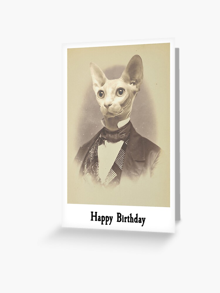 "Gentleman Sphynx Cat Birthday Card / Biglietto d'auguri" Greeting Card ...