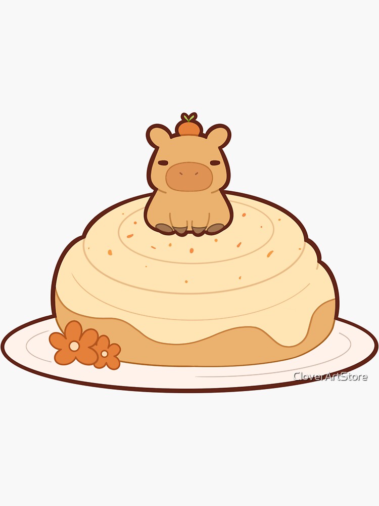 "Capybara Orange Cinnamon Roll" Sticker for Sale by CloverArtStore ...