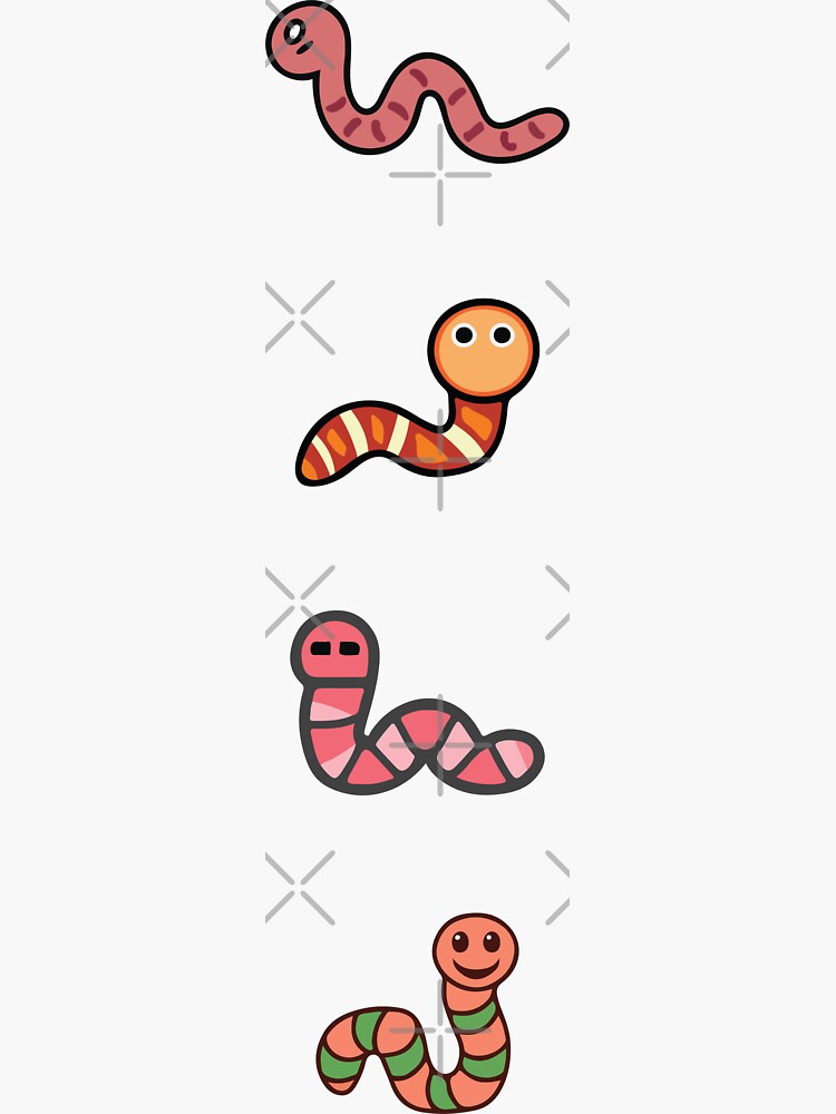 "Cute worm sticker pack" Sticker for Sale by stickersmegafun | Redbubble