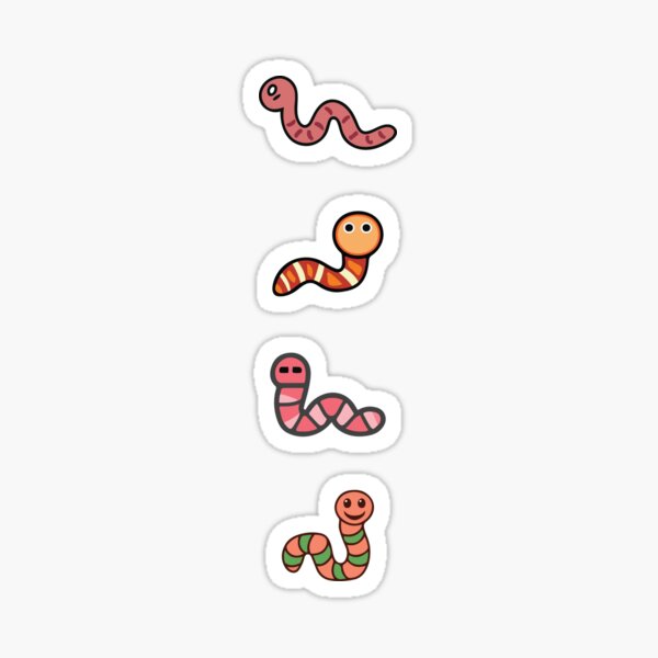 "Cute worm sticker pack" Sticker for Sale by stickersmegafun | Redbubble
