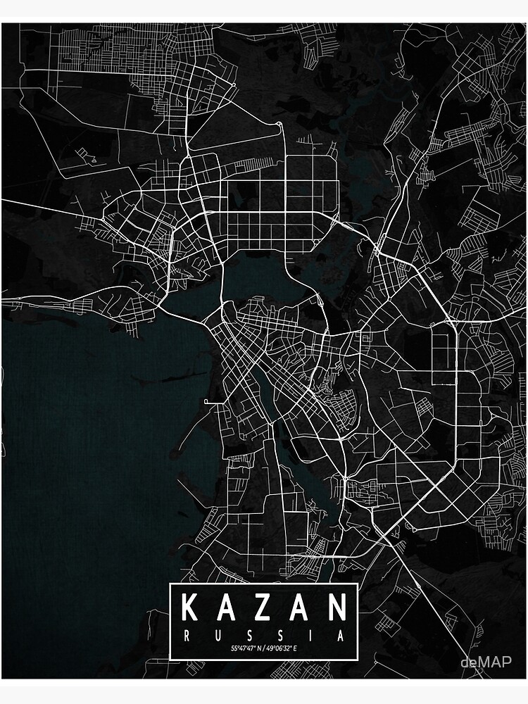 "Kazan City Map of Russia - Dark" Art Board Print for Sale by deMAP ...