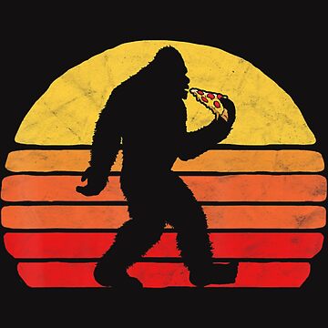 " Sasquatch And Pizza! Eating Bigfoot 80S Sun " Poster for Sale by ...