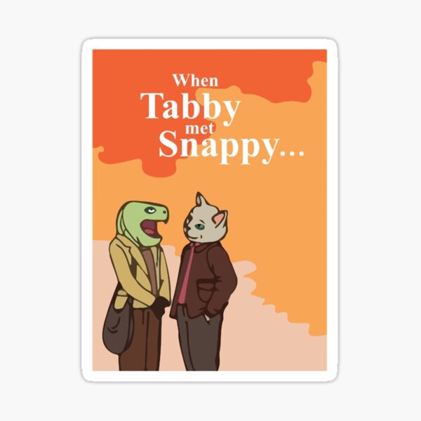 "when tabby met snappy" Sticker for Sale by NancieLaporte | Redbubble