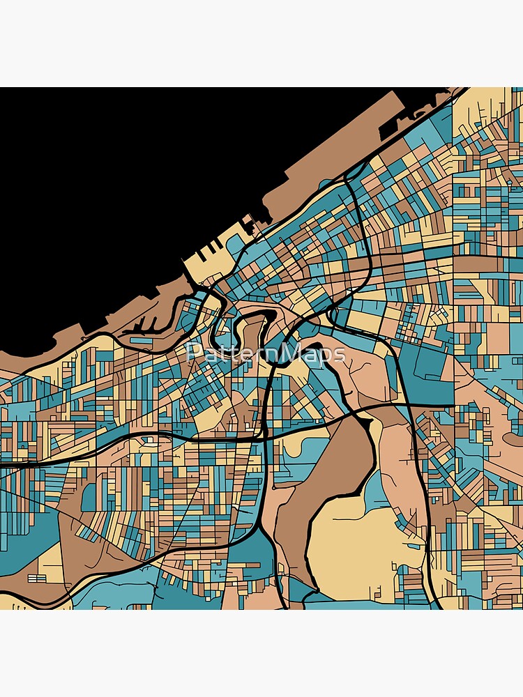 "Cleveland Map Pattern in Mid Century Pastel" Sticker for Sale by ...