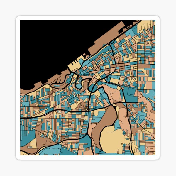"Cleveland Map Pattern in Mid Century Pastel" Sticker for Sale by ...