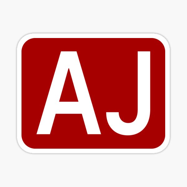 "AJ Initials White Letters" Sticker for Sale by jeallan | Redbubble