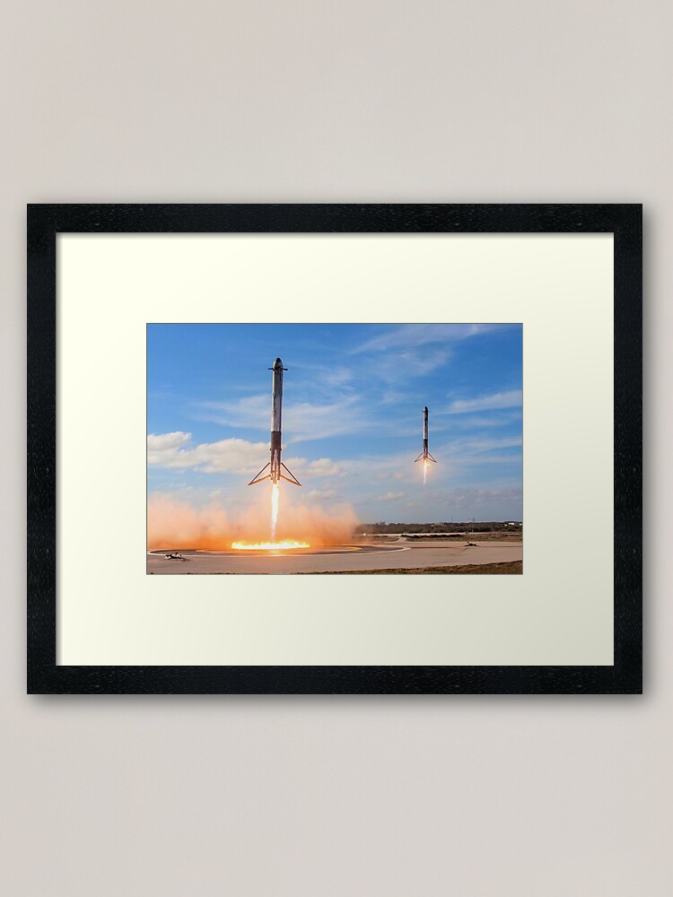 "SpaceX Twin Rockets Landing" Framed Art Print for Sale by ...