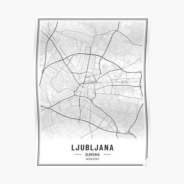 "Slovenia, Ljubljana City Map" Poster for Sale by map-outfit | Redbubble