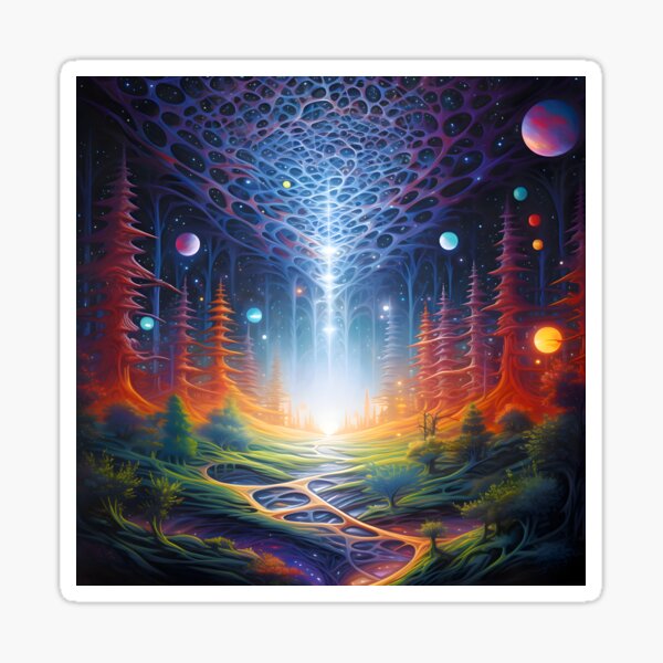 "Hyperspace Psychedelic Land Sacred Geometry" Sticker for Sale by ...