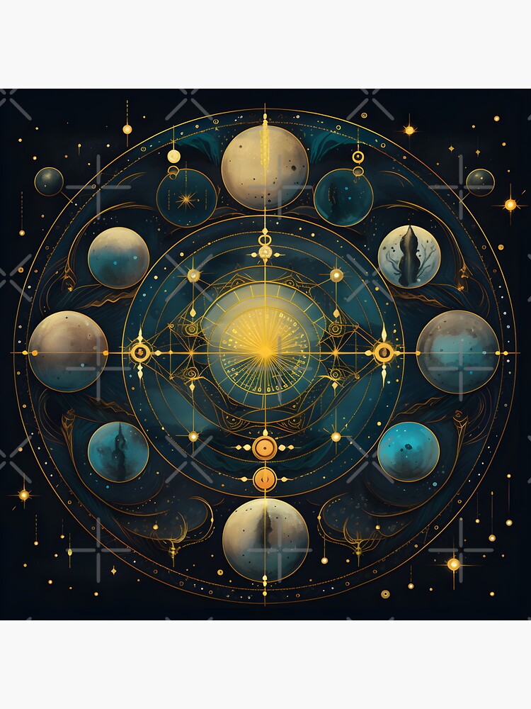 "Sacred Geometry Moon phases" Sticker for Sale by Beyond-The-Veil ...