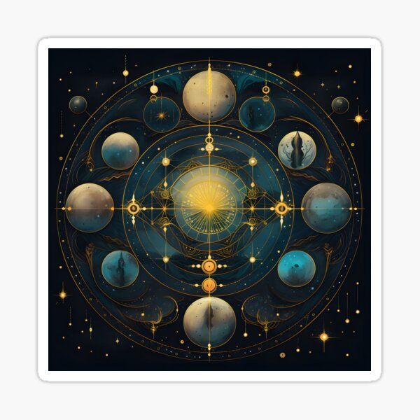 "Sacred Geometry Moon phases" Sticker for Sale by Beyond-The-Veil ...