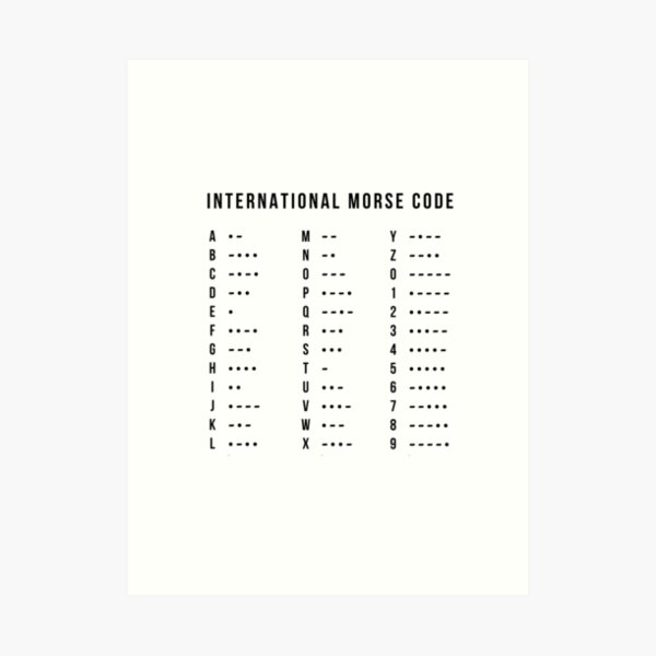 "International Morse Code Alphabet chart, minimalist" Art Print for Sale by lagunaklein | Redbubble