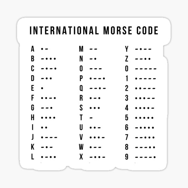 "International Morse Code Alphabet chart, minimalist" Sticker for Sale ...