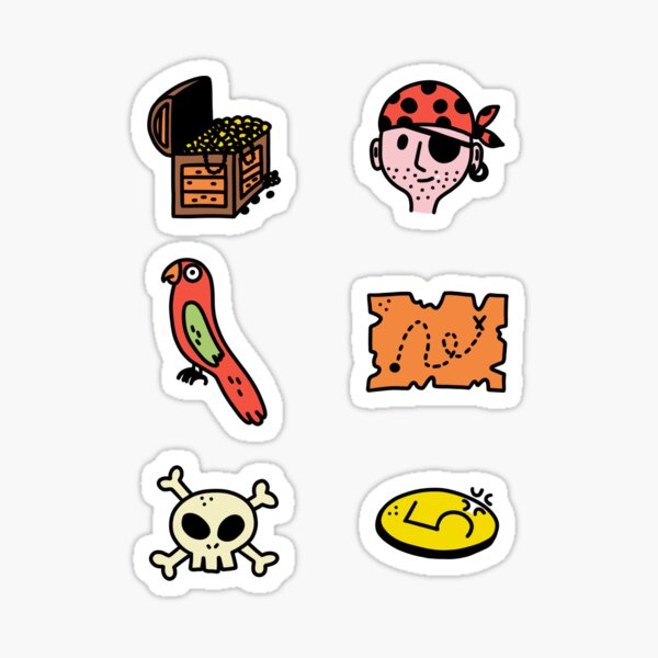 "Pirate Quest Sticker Pack - Pirate, Coin, Treasure Chest, Treasure Map ...