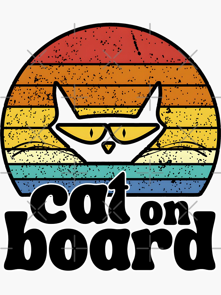 "Cat On Board" Sticker for Sale by ShirtTeeStorm | Redbubble
