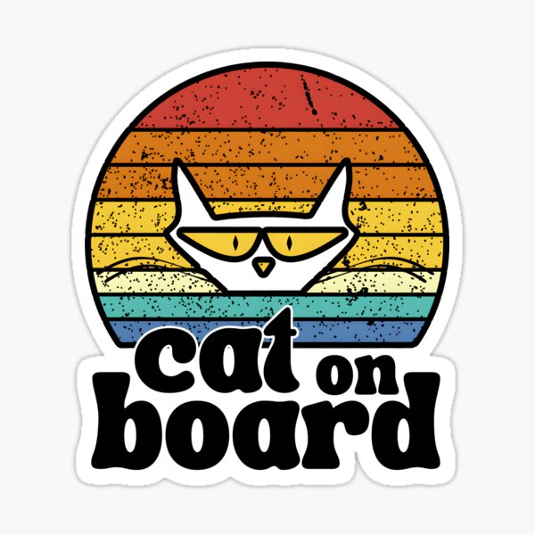 "Cat On Board" Sticker for Sale by ShirtTeeStorm | Redbubble