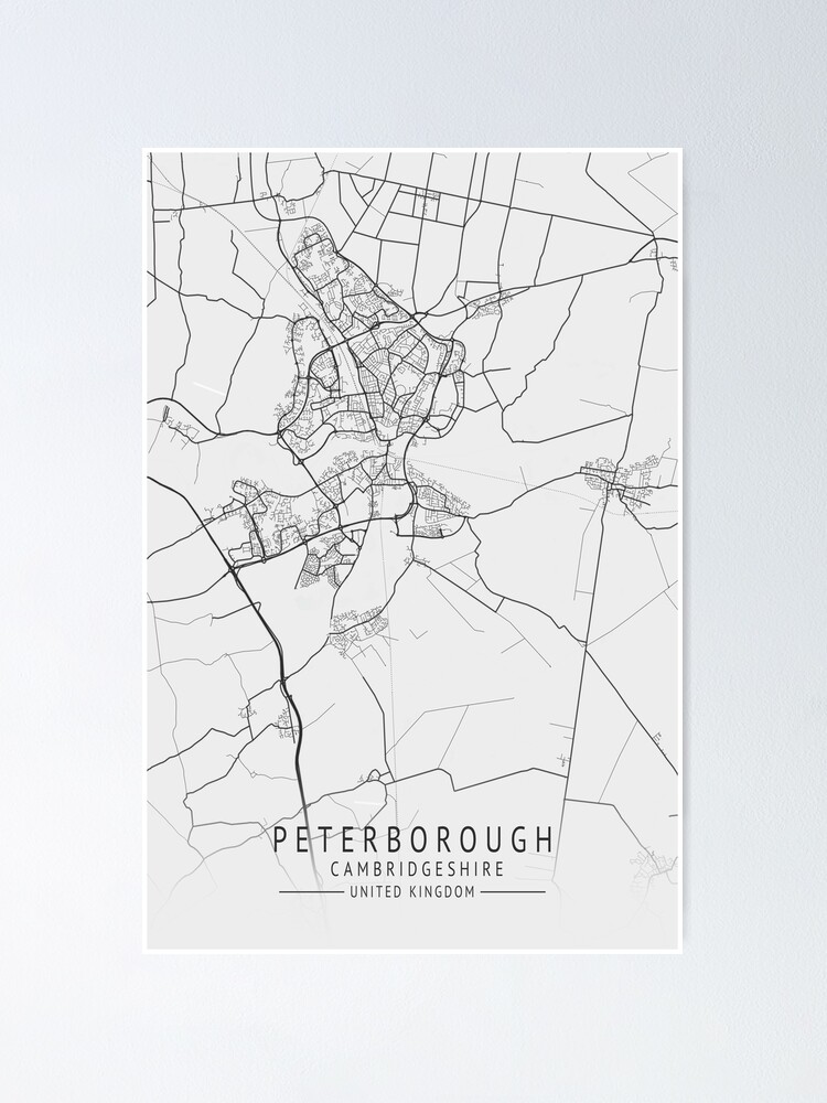 "United Kingdom. Peterborough, Cambridgeshire Map." Poster for Sale by ...