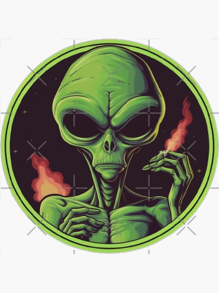 "Alien 420 Smoke" Sticker for Sale by Yana Grech | Redbubble