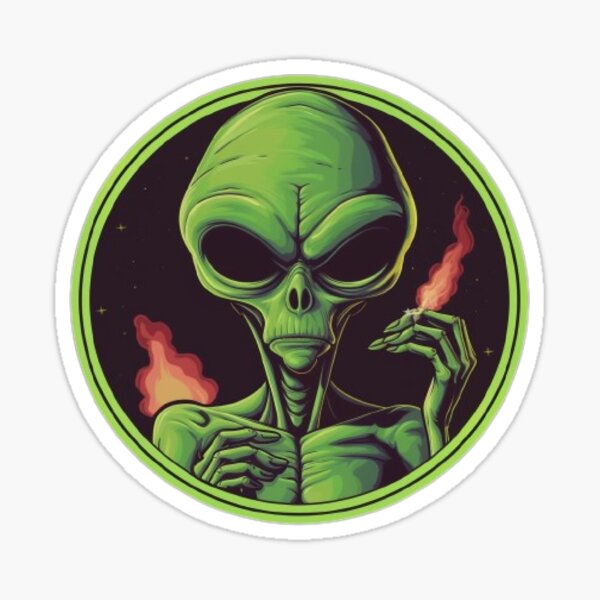"Alien 420 Smoke" Sticker for Sale by Yana Grech | Redbubble