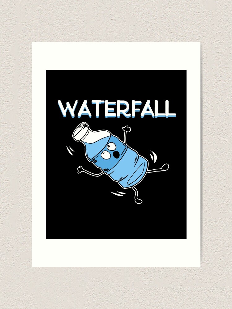 "Funny Pun Joke - Waterfall Water Bottle Falling" Art Print by ...