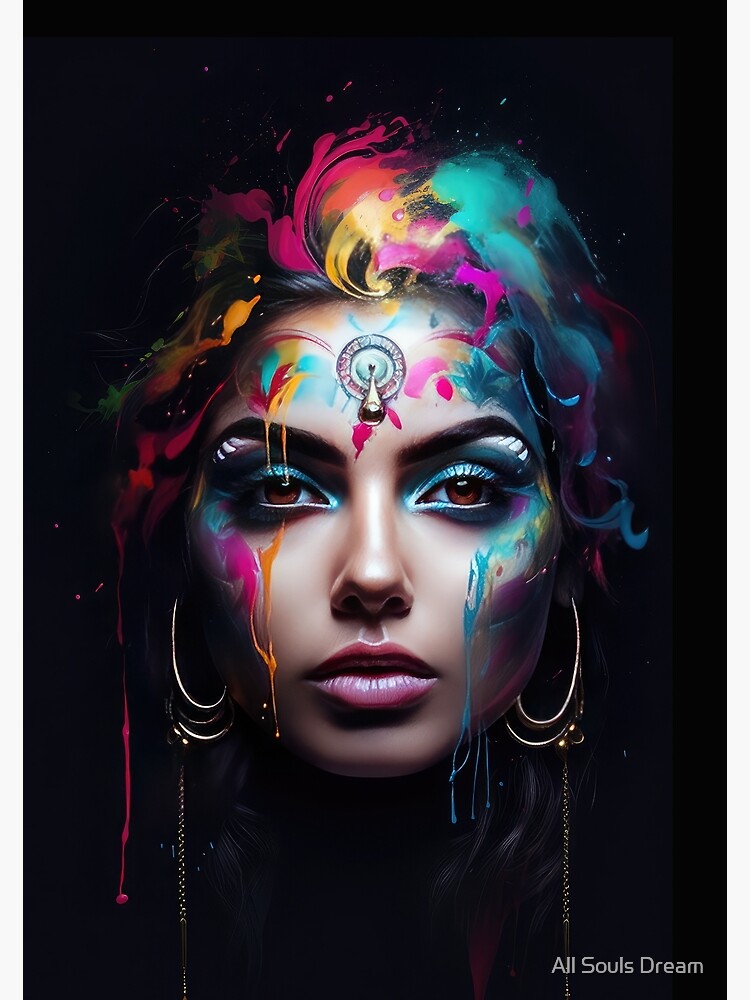 "Colorful Abstract Goddess Digital Art Portrait - Graceful and ...