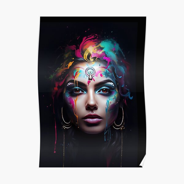 "Colorful Abstract Goddess Digital Art Portrait - Graceful and ...