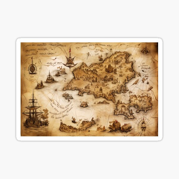 "treasure hunt map" Sticker by FethiC | Redbubble