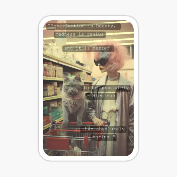 ""Absolutely Ridiculous" Cat Lady in the Supermarket Art Print" Sticker ...