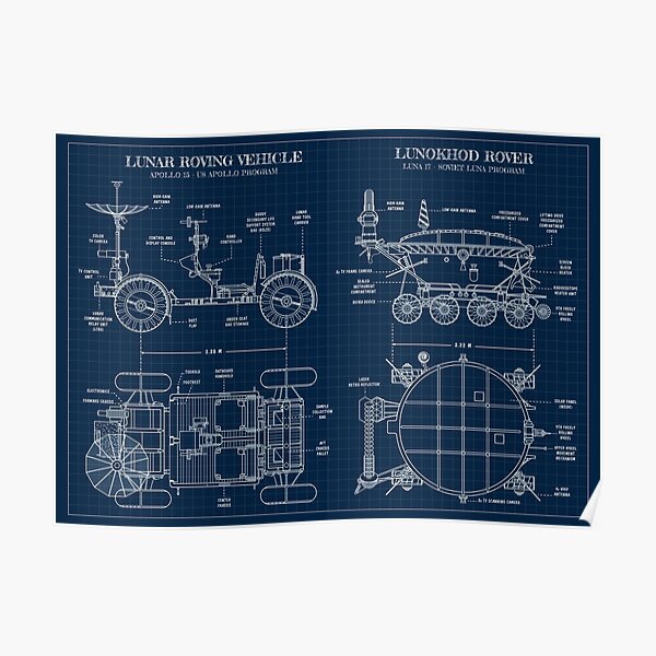 "Lunar Roving Vehicle and Lunokhod rover (Navy Blueprint)" Poster for ...