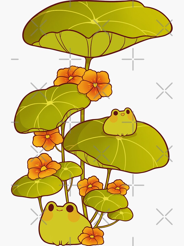 "Froggies on watercress" Sticker for Sale by Rihnlin | Redbubble