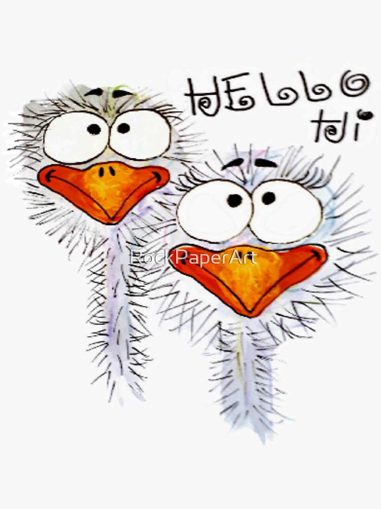"Goofy birds saying Hello!" Sticker for Sale by RockPaperArt | Redbubble