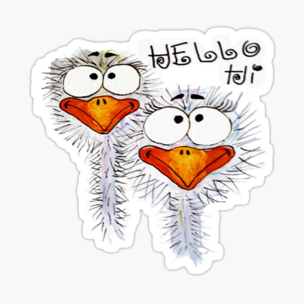 "Goofy birds saying Hello!" Sticker for Sale by RockPaperArt | Redbubble