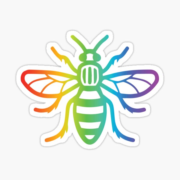 "Manchester Pride - Manchester Bee in Rainbow Flag Colours LGBTQ+ ...