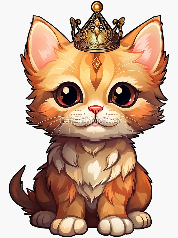 "Cute Princess Cat v1" Sticker for Sale by CatSithMother | Redbubble