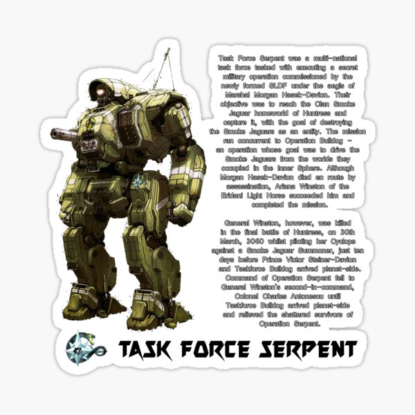 "Battletech Task Force Serpent Shirt" Sticker by karlosrolero | Redbubble