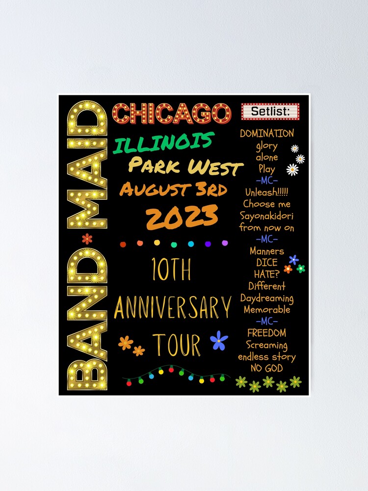 "Band Maid Setlist - Chicago Park West" Poster for Sale by ...