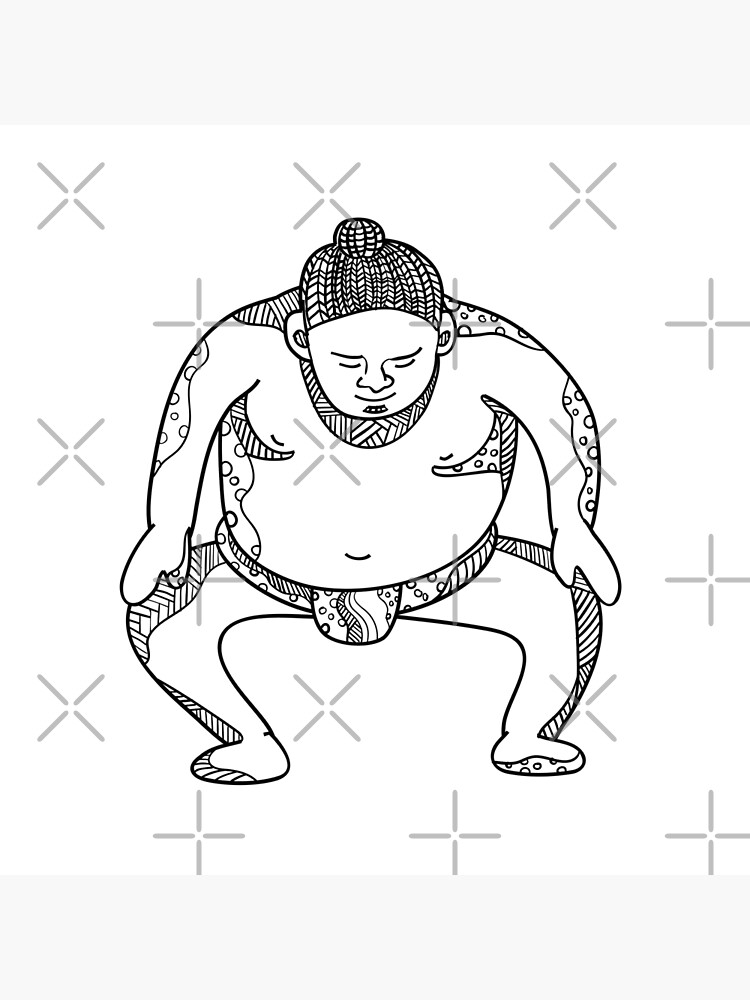 "Sumo Wrestler Stomping Doodle" Art Print by patrimonio | Redbubble