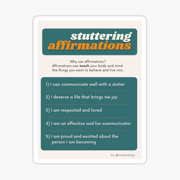"Affirmations for Stuttering " Sticker for Sale by Ezra Horak | Redbubble