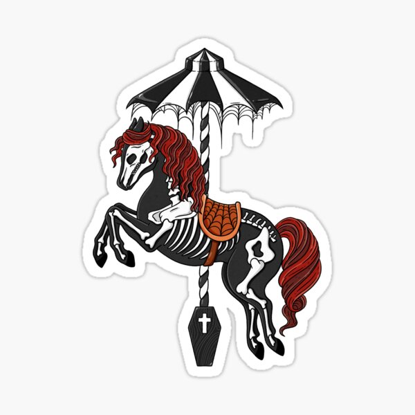 "Horse skeleton sticker, Halloween horse skeleton, Carousel horse ...