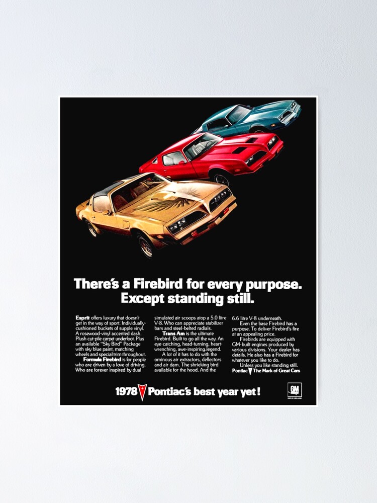 "PONTIAC FIREBIRD " Poster for Sale by adittaje | Redbubble