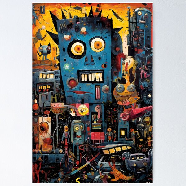"Over the top Futuristic Robot Chaos Art" Poster for Sale by GiveMeMood ...