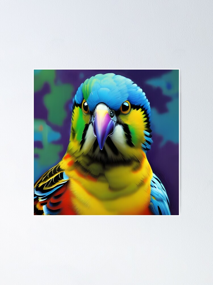"Colourful Budgie, Ai Generated Art " Poster for Sale by AC Chidiac ...
