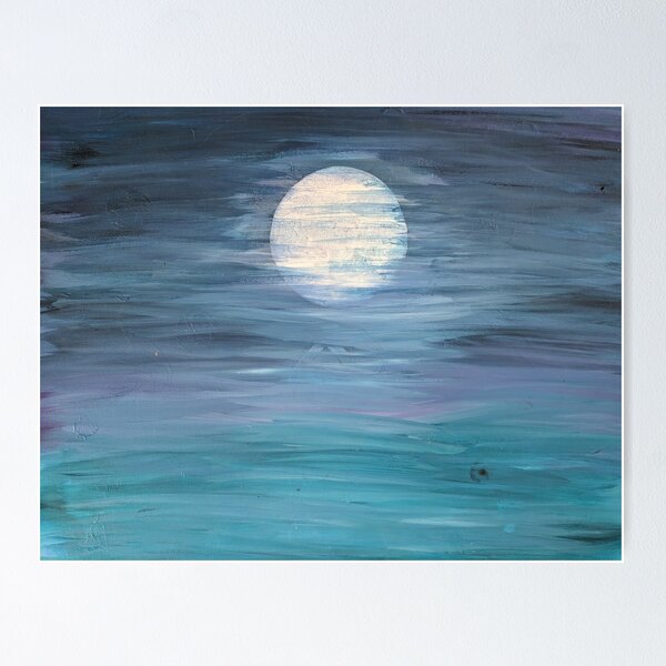 Pointillism Moon Ocean