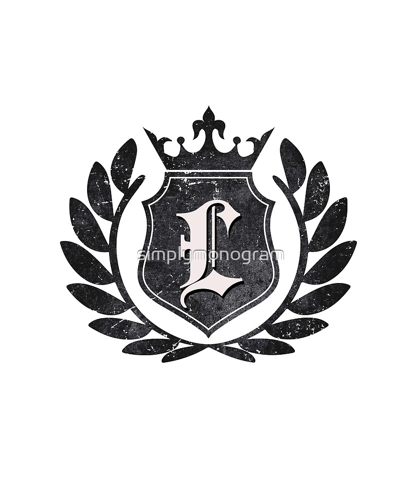 "Monogram L Dark Grunge Vintage Crest" by simplymonogram | Redbubble