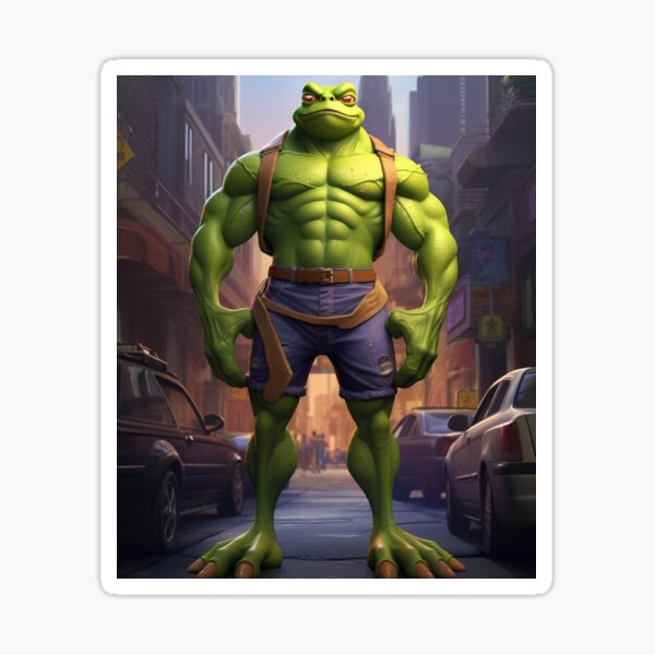 "Frog Flex: The Monster Bodybuilder of the Pond" Sticker for Sale by ...