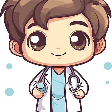 "Kawaii Doctor Cartoon with Stethoscope " Sticker for Sale by ...