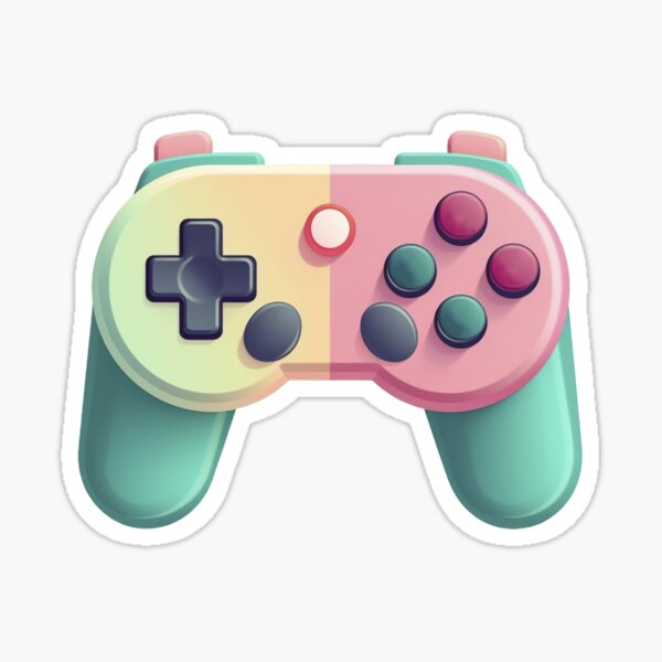 "Cute pastel color gamepad icon on transparent background" Sticker for ...