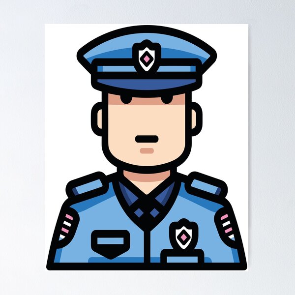 "Cartoon Police Officer" Poster for Sale by janedewaard | Redbubble
